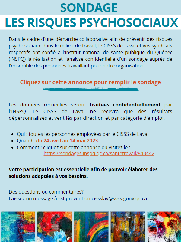 Semaine de sensibilisation aux risques psychosociaux: CISSS de Laval